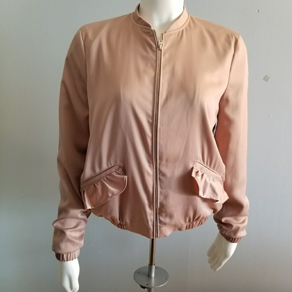 Zara | Jackets & Coats | Zara Blush Ruffle Bomber Jacket Small | Poshmark